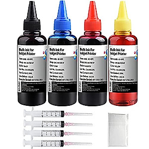 KSUMEI Ink Refill Kit for HP Printer Cartridges HP Ink 952 902 951 950 933 63 62 61 60 901 932 21 22 920 940 934 564 711 970 971 94 95 96,HP Ink Refill Kit (100ml x 4 Bottle) with 4 Syringes