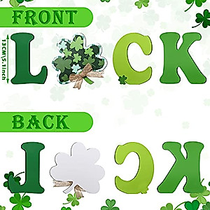 4 Pieces St. Patrick's Day Decorations Lucky Letter Wooden Table Signs Shamrock Table Centerpiece for Gift Tabletop Desk Party Home Tray Decor