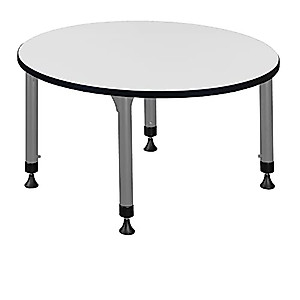 Romig Kee 36 in. Round Height Adjustable Classroom Activity Table- White & Grey Base