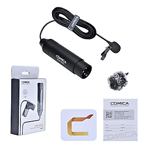 COMICA XLR Microphone CVM-V02C Cardioid XLR Lavalier Lapel Microphone, Microphone for Camera Canon Sony Panasonic Camcorders Zoom H4n H5 H6 Tascam DR-40 DR-100 Recorders (1 Pack)(5.9ft)