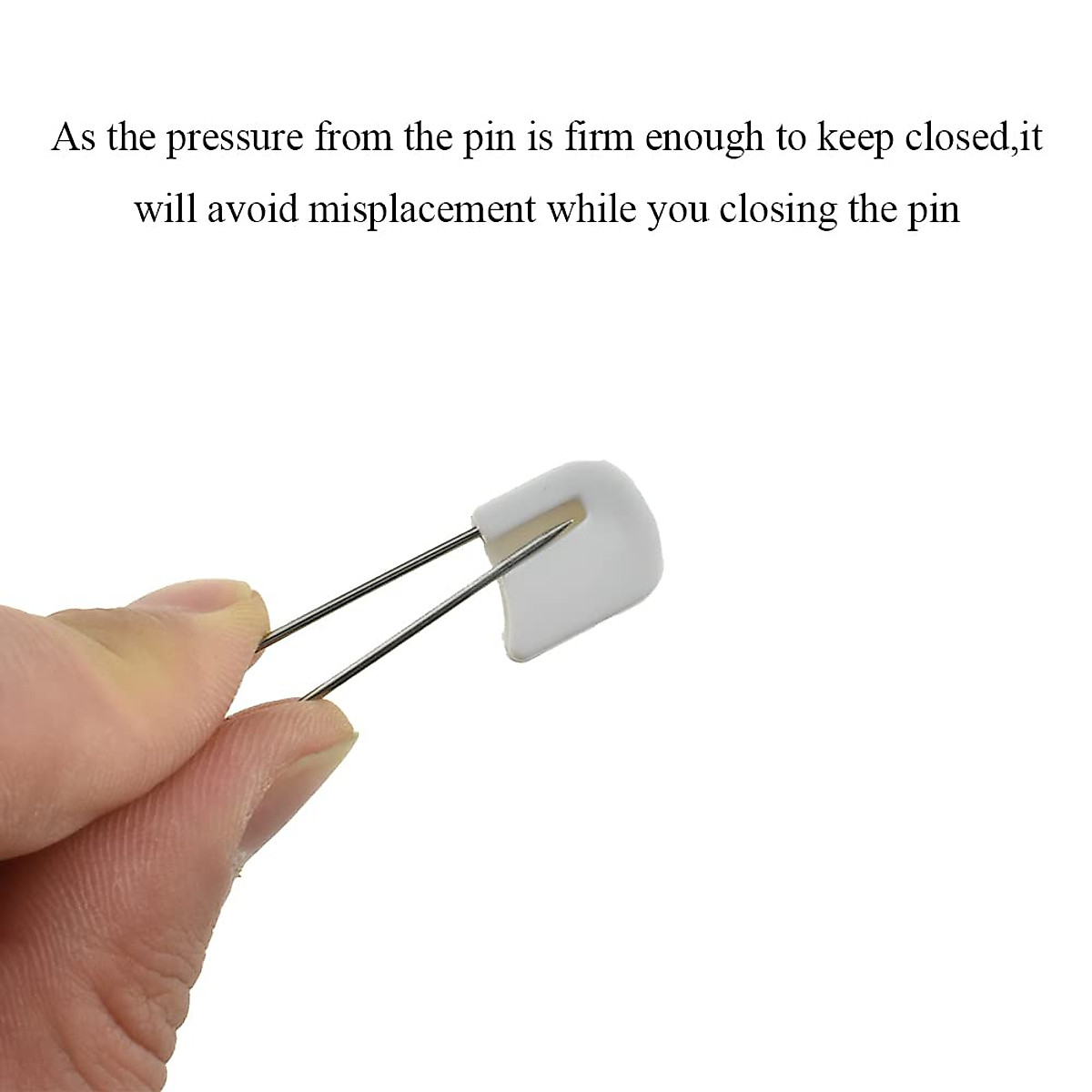 HAHIYO 52mm Length Plastic Head Cloth Pins Closed Sturdy Easy Penetrate Safer Operate Reusable Durable Stainless Steel Nappy Diaper Pin White 50 PCS for Sock Towel Bed Sheet Vurtains Clothing