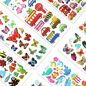 SAVITA 3D Stickers for Kids & Toddlers 500+ Puffy Stickers Variety Pack for Scrapbooking Bullet Journal Including Animal, Numbers, Fruits, Fish, Dinosaurs, Cars and More…