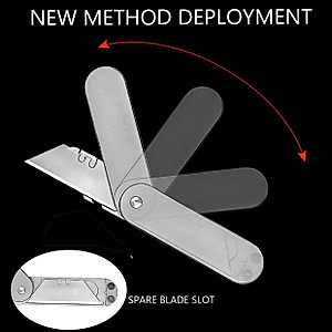 ainhue A33 Unique Deployment Titanium Alloy Pocket Utility Knife, 10pcs Replaceable Blades, 3.3 inches Handles with Pocket Clip, Heavy Duty Box Cardboard Cutter