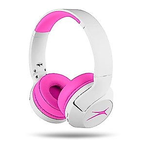 Altec Lansing Kid Safe Noise Cancelling Wireless Headphones 15H Battery, 85dB Volume Limit, Foldable Design Powerful Sound, Active Noise Cancellation Perfect for Kids Ages 7+ (Whiteout Pop Pink)