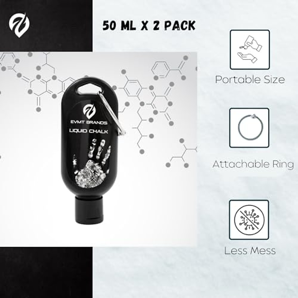 EVMT Brands Liquid Chalk, Mess-Free Gym Chalk for Weightlifting, Gymnastics, Rock Climbing, Dancing. Perfect Gym Gift for Men and Women. Lifting Chalk. Package May Vary.