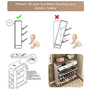 Halitaa Shoe Storage Cabinet with 2 Flip Drawers & 2 Drawers,Shoe Cabinet Storage with Legs for Entryway,Freestanding Shoes Organizer Cabinet,Farmhouse Slim Shoe Cabinet White