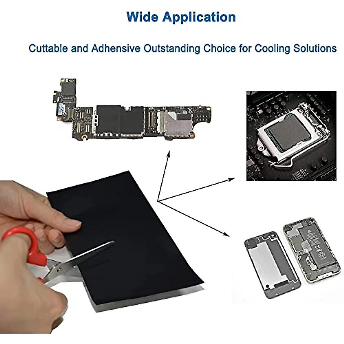 ADWITS 2 Pack Adhensive Graphite Thermal Pad 700W/m⋅K Horizontal Conductivity, 200x100x0.07mm Flexible Graphite Sheet for Mobile Laptop CPU Thermal Managemen