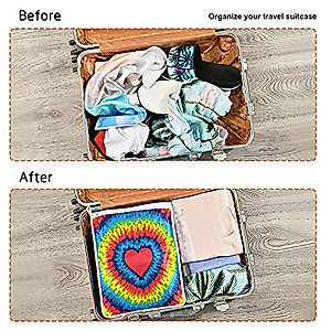 Poeticcity Colorful Heart, Love, Rainbow Tie Dye Background 2 Pack Polyester Reusable Machine Washable Mesh Laundry Bags, Travel Dirty Bag for Bra, Socks, Shoes on Home Camp Trip