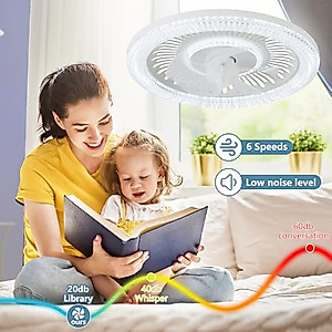 Ceiling Fans with Lights and Remote,20" Low Profile Ceiling Fans DC Quiet Motor Smart 3 Light Color Change and 6 Speeds Modern Flush Mount Ceiling Fan with Light for Living Room Bedroom