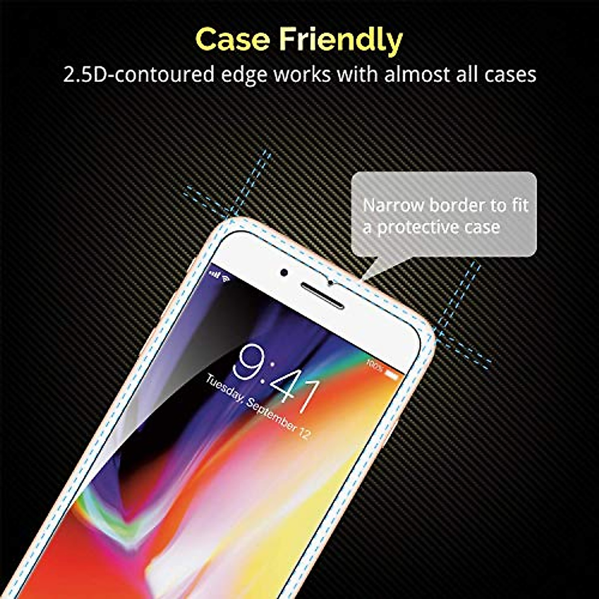 UNBREAKcable Shatterproof Screen Protector for iPhone 8 Plus /7 Plus [3-Pack] [99.99% HD Clear] [Easy Installation Frame] [Full Coverage] [Bubble Free] [Anti-Scratch] 9H Tempered Glass for Apple 5.5"