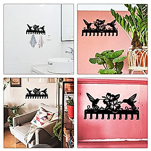 SUPERDANT Hummingbird Key Holder Flower Decoratice Key Hook 10 Hooks Wall Mounted Key Rack Hanger Organizer Black Iron Home Decor for Bag Clothes Key Towel Hanging Wall Decoration
