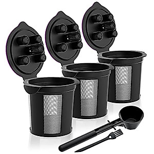 Reusable K Cups for K-Slim, Keurig Supreme, K-Supreme Plus with Coffee Scoop Funnel by PureHQ - Refillable Kcup for Keurig Supreme Coffee Maker - MultiStream Coffee Pods Filter - 3 Pack