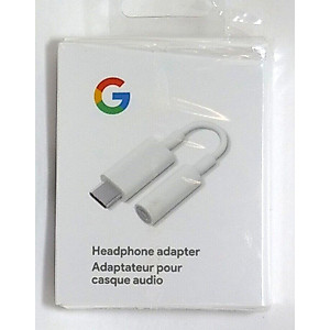 Google USB Type C to 3.5mm Headphone Adapter Pixel, XL, Pixel 2, XL, Pixel 3, Pixel 3XL, Other USB Type-C Phones - White