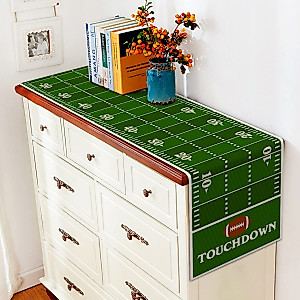 Vohado American Football Court Table Runner Touch Down Boy Sport Football Birthday Party Decorations Kitchen Dining Home Table Decor (13" x 72")