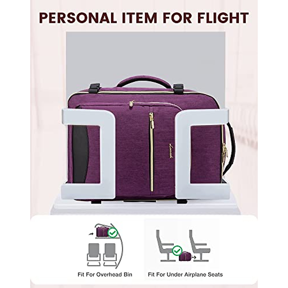 LOVEVOOK Large Travel Laptop Backpack Women, 40L Flight Approved Carry on Backpack Waterproof 17.3inch Luggage Daypack Business Weekender Overnight Backpacks Bag with 3 Packing Cubes, Purple