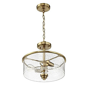 Craftmade 50552-FB Bolden Clear Seeded Glass Shade Semi Flush, 2-Light 120 Watts, Flat Black