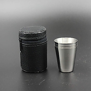 GSHLLO 4 Pcs 1 Ounce Stainless Steel Shot Cups Metal Shot Glass Shatterproof Drinking Tumbler Glasses