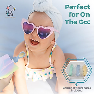 LittleWhispers Baby Food Pouch Silicone Spoons with Travel Cases - 3 Squeeze Pouch Attachment Toppers