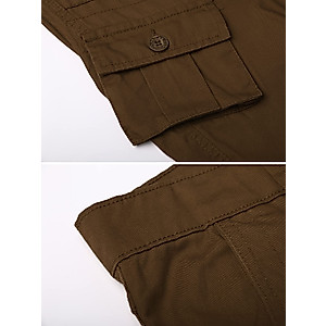 OCHENTA Men's Casual Military Cargo Pants Relax Fit, 8 Pockets Work Combat Outdoor Hiking Slacks Brown Coffee 30