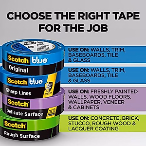 Scotch Painter's Tape Original Multi-Surface Painter's Tape, Blue, Paint Tape Protects Surfaces and Removes Easily, Multi-Surface Painting Tape for Indoor&Outdoor Use, 1.41 Inches x 60 Yards, 4 Rolls