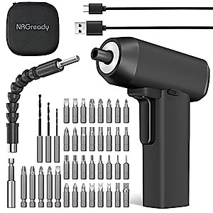 Electric Screwdriver Cordless, 3.6V Cordless Electric Screwdriver with 42pcs Screwdriver Bits, USB-C Charging & LED Light, 1500mAH Li-ion and Storage Bag, Power Screwdriver for Home and Professional