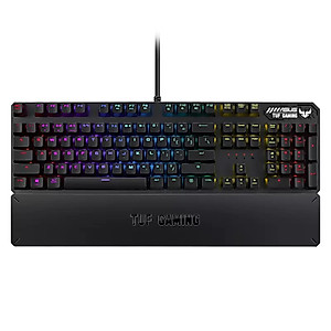 ASUS Mechanical PC Gaming Keyboard for PC - TUF K3 | Programmable Onboard Memory | Dedicated Media Controls, Aura Sync RGB Lighting | Detachable Magnetic Wrist Rest | Highly Durable | Black
