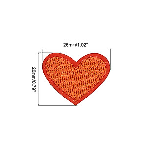 MECCANIXITY Heart Shaped Iron on Patches Orange Embroidered Sew on Love Applique Patches for Clothing Jackets Backpack Shoes Repairing Decorations Pack of 15