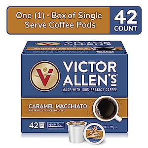 Victor Allen's Coffee Caramel Macchiato Flavored, Medium Roast, 42 Count, Single Serve Coffee Pods for Keurig K-Cup Brewers