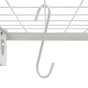 2PCS Garage Storage Racks 2 x 4 ft Garage Shelving Wall Mounted Heavy Duty Garage Storage Shelves Steel Garage Organizer Shelf with Hooks Garage Wall Floating Rack for Shop (White)