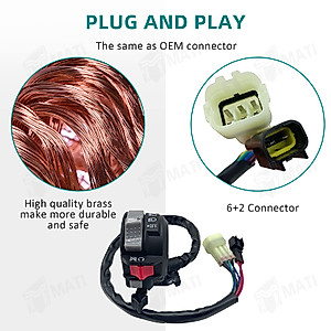 M MATI Left Handlebar Switch Control Engine Start Run Off Headlight for Yamaha YFM Big Bear 250/400 Grizzly 350/400/660 Kodiak 400/450 Wolverine 350/450 Raptor 350/660 Bruin 250/350 5LP-83973-01-00