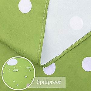 SquarePie 60x84'' Rectangle Outdoor Tablecloth with Zipper and Umbrella Waterproof Spillproof Table Linen Cloth for Camping Picnic Patio Garden, Green Polka Dot