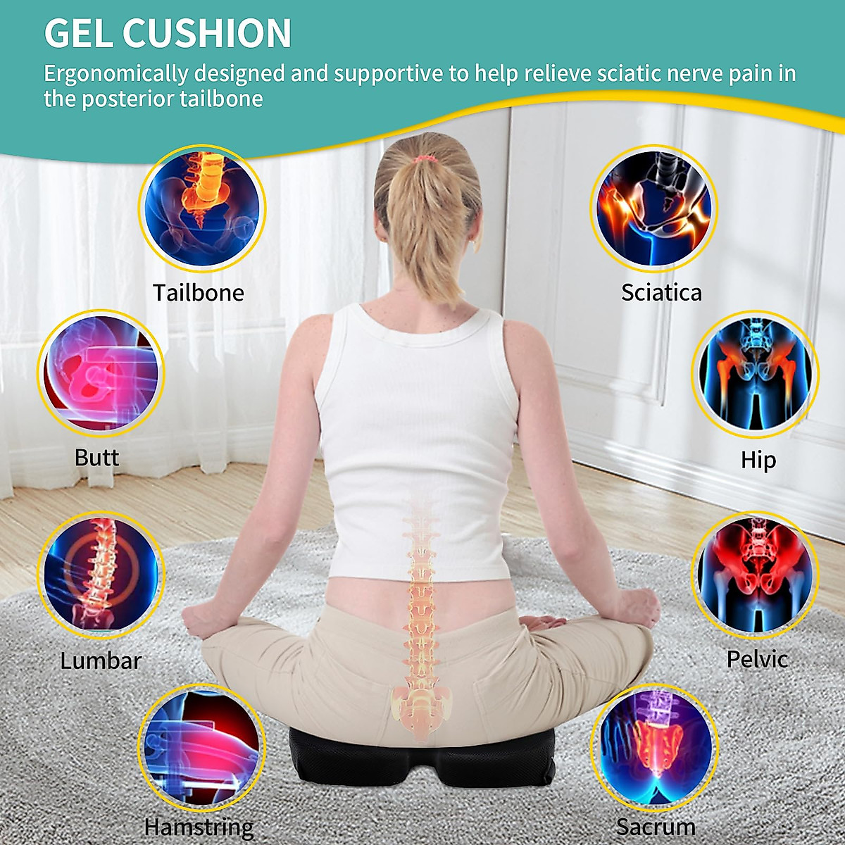 Hip and Butt Support redefined: Long-Lasting Tailbone Chair Cushion The Ultimate Orthopedic Seat Pillow for Coccyx and Sciatica Pain Relief - Say Goodbye to Office Chair Discomfort