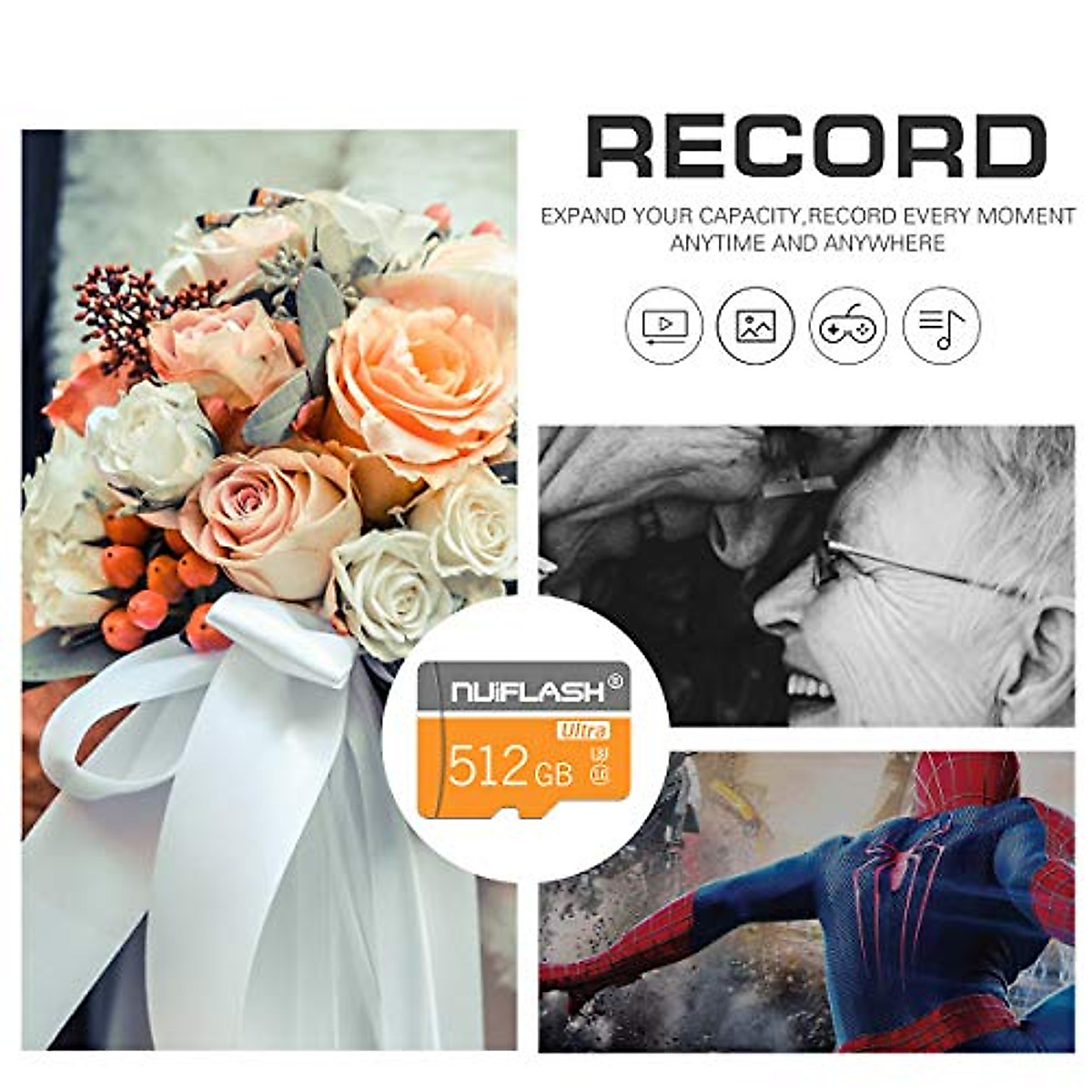 Memory Card 512GB Micro SD Card 512GB Micro SD Memory Cards HIGH Speed for Smart-Phone/Bluetooth Speaker/Tablet/PC/Camera Class 10 TF Card 512GB + SD Card Adapter