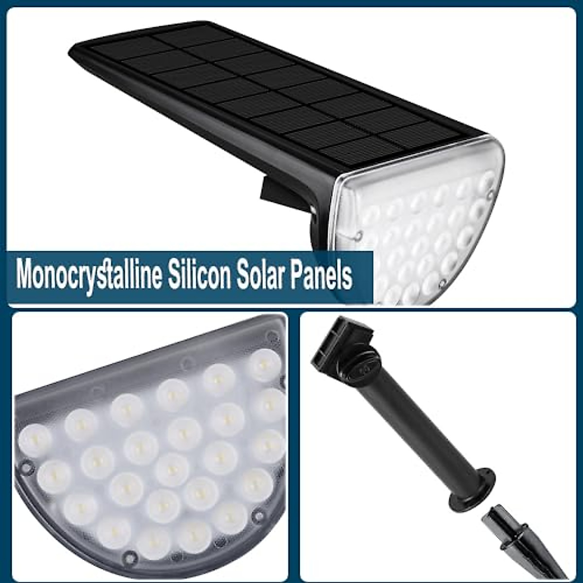 CASAZERO Solar Landscape Spotlights, Color Changing RGB Landscape Path Lights with 24LEDs 6500K 600LM Waterproof Tree Lights Solar Halloween Lights-2 Pack