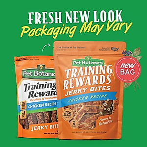 Pet Botanics High Protein Jerky Bites Training Rewards, Low Calorie Dog Treats Made in The USA, Chicken Recipe 12 Oz.