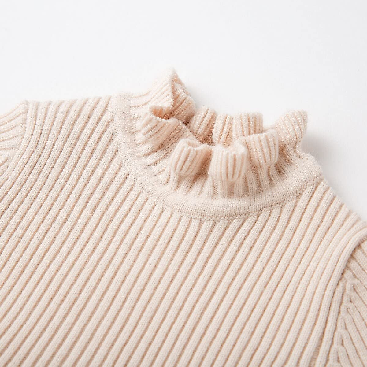 Simplee kids Little Girls' Long Sleeve Girl Dresses and Rompers Ribbed Knit Sweater Dress Apricot for 2T