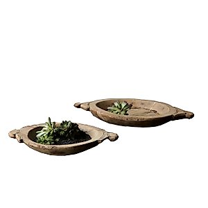 Creative Co-Op Set of 2 Hand Carved Wood Bowls