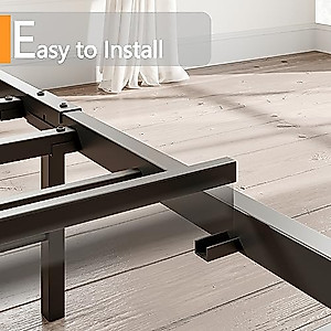 LIKIMIO King Bed Frame, Storage Headboard with Charging Station, Solid and Stable, Noise Free, No Box Spring Needed, Easy Assembly (Walnut and Beige)