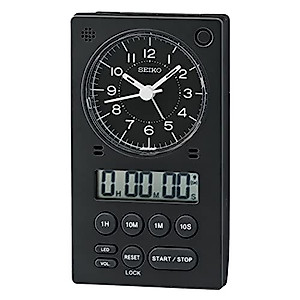 Seiko 3 in 1 Alarm Clock, Stopwatch and Timer, Black