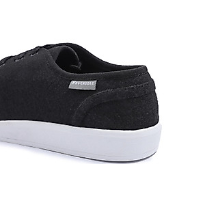 FEVERSOLE Comfort Women's Casual Slip On Sneaker Comfort Cupsole Loafer Flats Faux Woolen Soft Black Lace-Up 7.5 M US