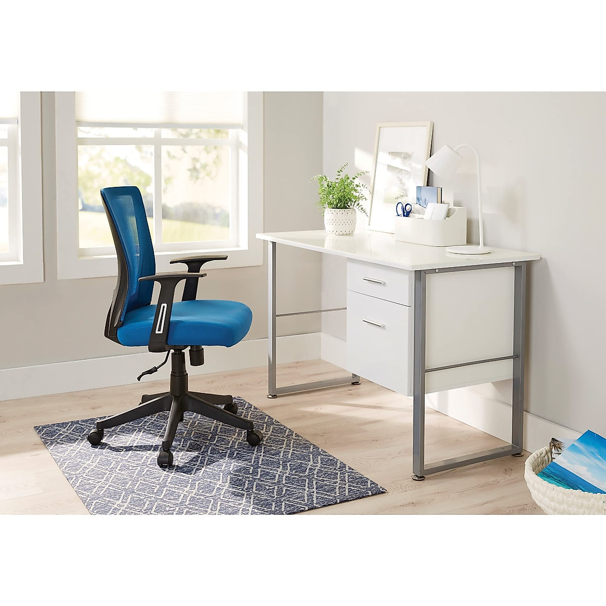 Realspace® Radley Mesh/Fabric Mid-Back Task Office Chair, Rich Blue, BIFMA Compliant