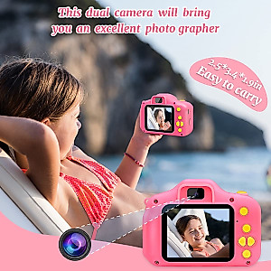 OZMI Kids Camera Toys for 3-9 Year Old Girls, Kids Selfie Camera Compact for Child Little Hands, Smooth Shape Toddler Camera, Best Christmas Birthday Gift for 4 5 6 7 8 9 Year Old Girls with 32GB Card