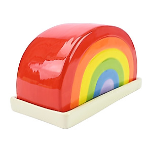 Rainbow Ceramic Lidded Butter Dish