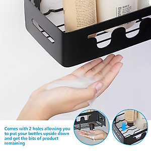 JSVER Stainless Steel Shower Caddy Wall Mounted Shower Organizer, Shower Shelves With Hooks, No Drilling Shower Rack for Shampoo, Conditioner, Body Wash, Shower Shelf For Inside Shower (2 Pack)