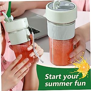 Portable Juicer, 350ml USB BPA-Free Mini Portable Blender Cup with Straw & 6 Stainless Steel Blades, Leakproof Personal Size Blending Cup for Kitchen Travel Gym Creamy(Green)