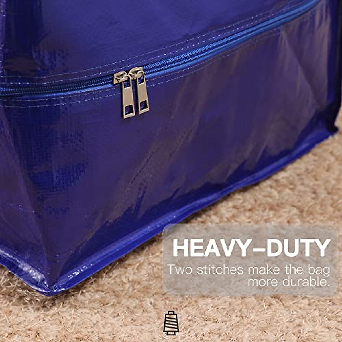 ATBAY Moving Bags Heavy Duty Extra Large Storage Bags with Zipper and Strong Handles for Clothes/Shoes/Blanket, 8PACK Blue
