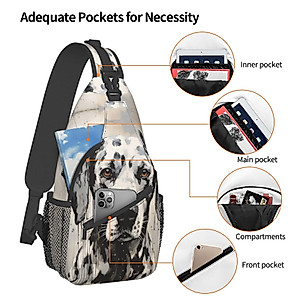 Hicyyu Harlequin Great Dane Outdoor Crossbody Shoulder Bag For Unisex Young Adult Hiking Sling Backpack