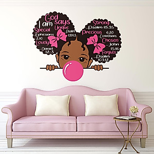 Black Girl Wall Decals for Girls Bedroom, Inspirational Quote Decals African American Wall Sticker Motivational Saying Pink Positive Baby Stickers for Nursery Bedroom Wall Decor (Classic Style)