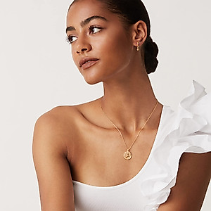 PAVOI Womens 14K Gold Plated ‚Äì Yellow Gold Engraved Coin Pendant with Necklace