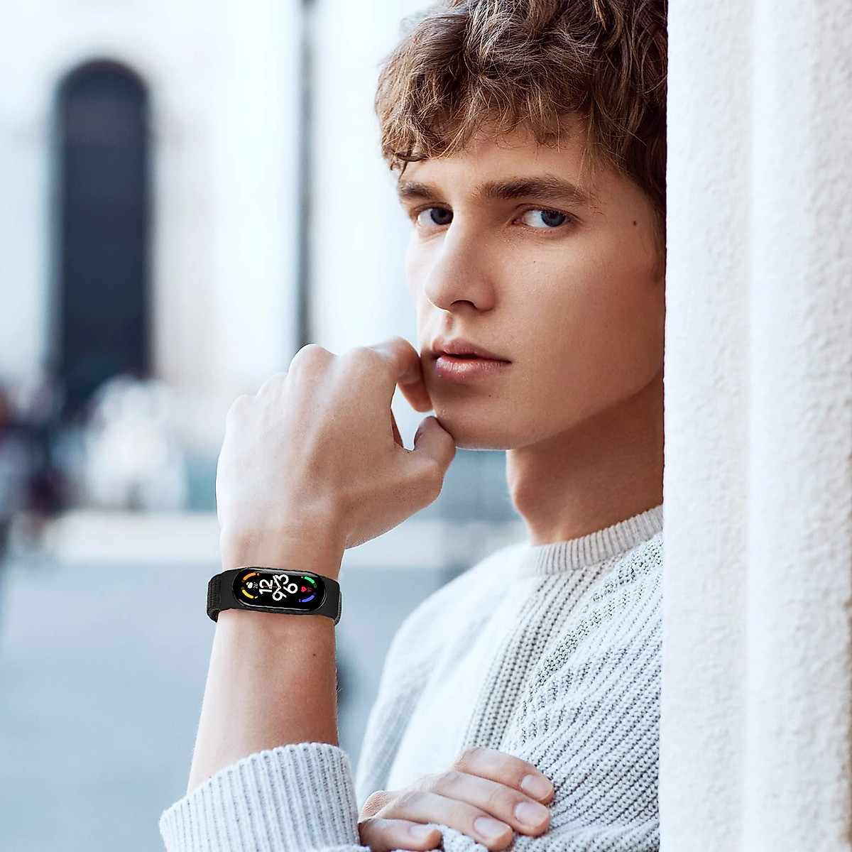 WNIPH Nylon Band Compatible with Xiaomi Mi Band 7/Mi Band 6/Mi Band 5/Mi Band 4/Mi Band 3/Amazfit Band 5, Soft Adjustable Sport Loop Wristband Replacement Strap for Xiaomi Mi Band 7/6/5/4/3 Women Men